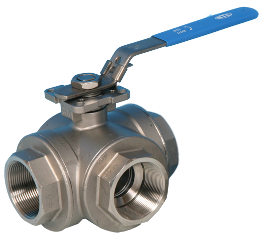 Actuated Ball Valve 3-Way Reduced Bore BSP Screwed End Connections ...