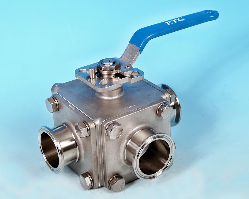 Ball Valve 3-Way Sanitary Clamp End Direct Mount Stainless Steel ETG ...