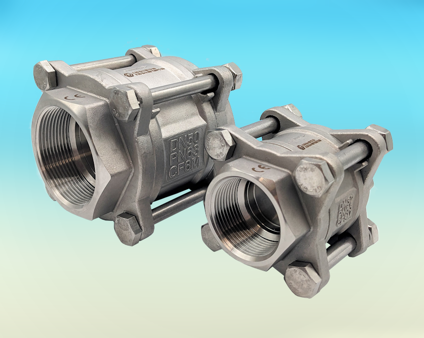 3-Piece Spring Check Valve Stainless Steel Screwed ETG-CK-3.