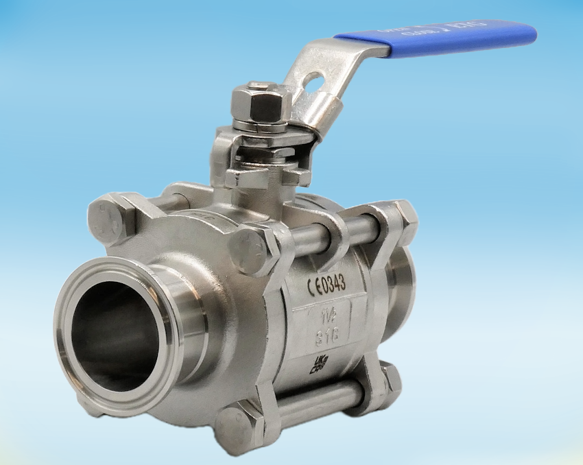 Ball Valve 3-Pce Full Bore Hygienic/Sanitary Cavity Filled with Clamp ...
